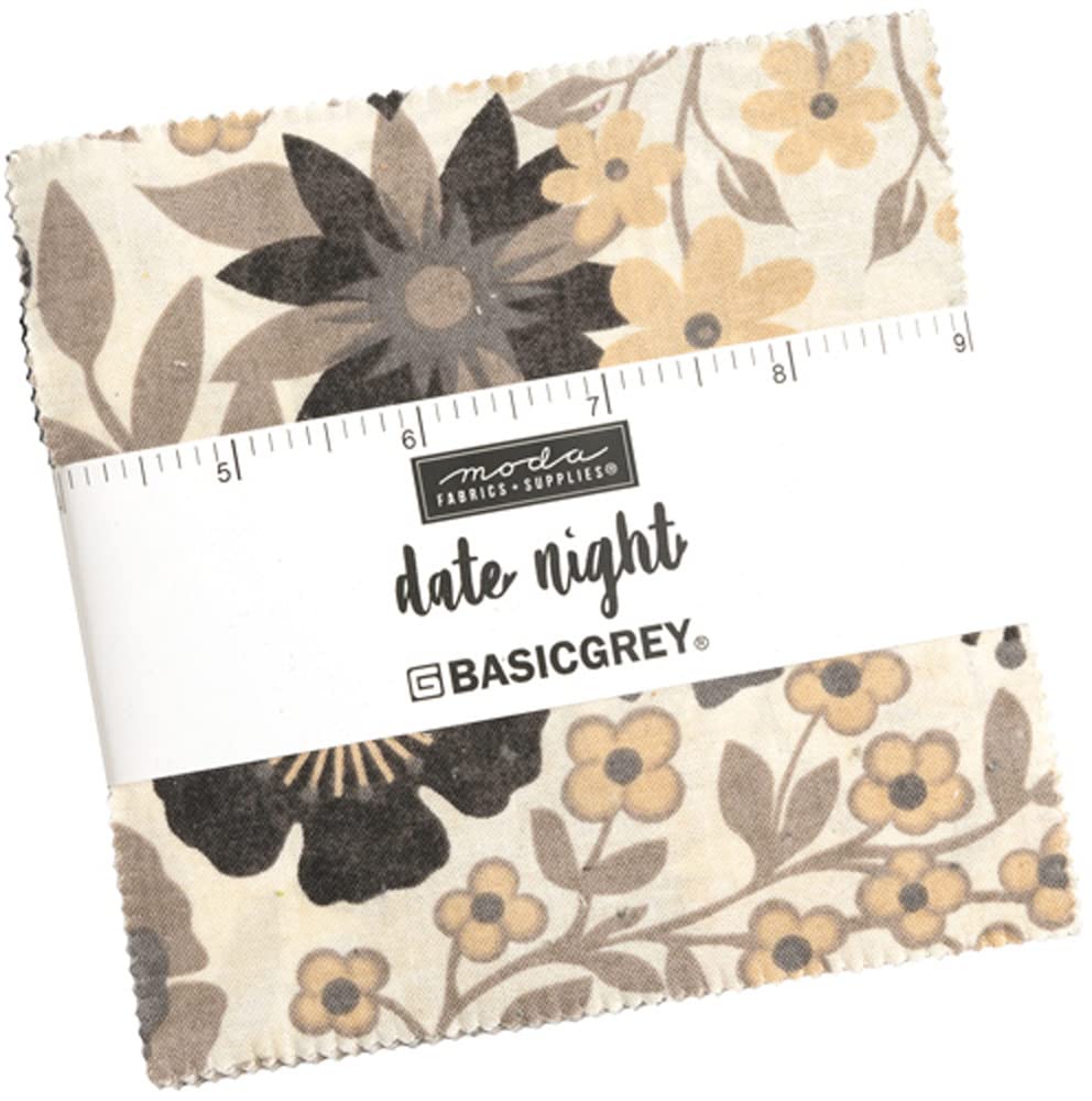 Date Night Charm Pack by BasicGrey; 42-5" Precut Fabric Quilt Squares