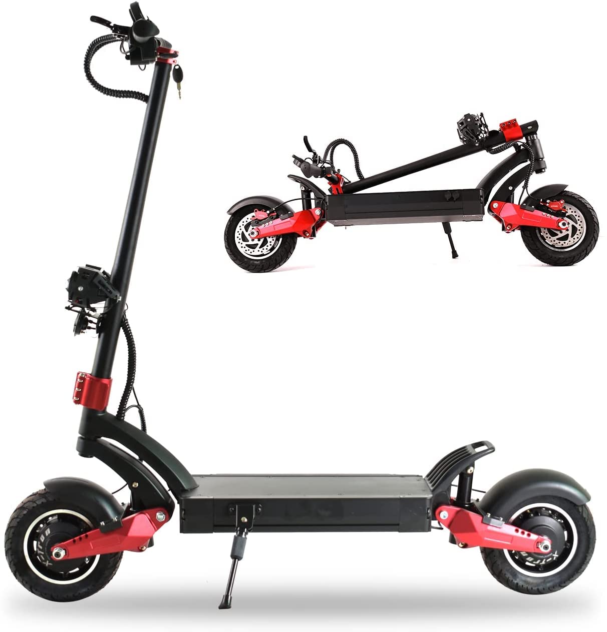 Electric Scooter for Adults-3200W Dual Motor, 45 MPH 56Miles Range 60V21Ah Battery, Dual Braking System & Dual Headlight,10" Pneumatic Tires Offroad Fast Scooter