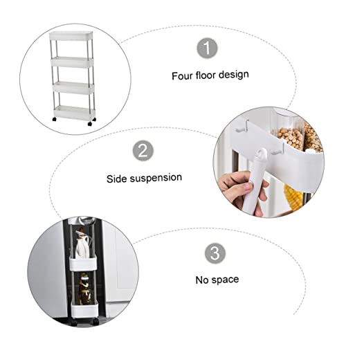 USHOBE Trolley 4 Storage Rack Kitchen Slide Out Cart Bathroom Rolling Cart Storage Rack with Wheels Makeup Rolling Cart Slim Storage Cart Wheel Dolly Cosmetics Organizer Storage Basket