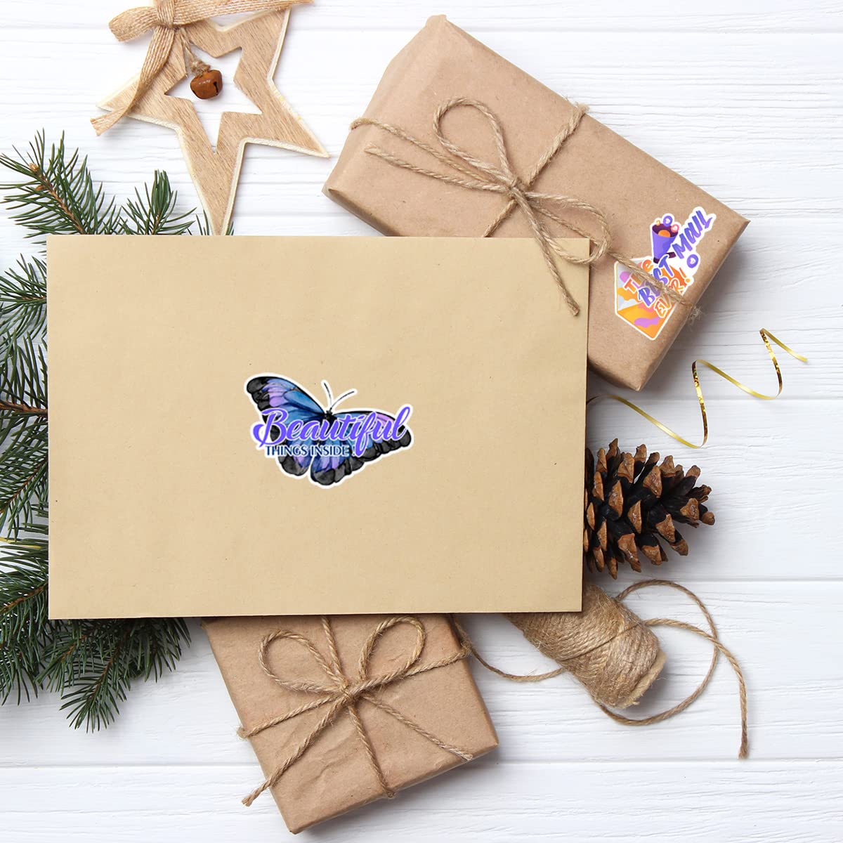 Funny Beautiful Things Inside Butterfly Small Business Stickers, Mail Stickers, Thank You Stickers, Packaging Stickers, Mail Envelopes Shipping Stickers for Small Business,500 PCS