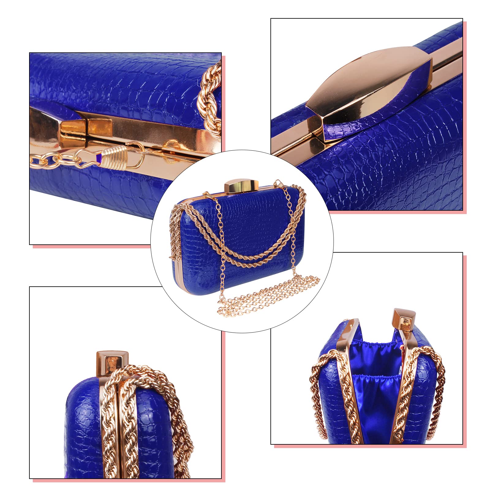 Evening Bag - Small Clutch Purses for Women Wedding - Women's Evening Handbags Formal Crossbody Evening Clutch (White)