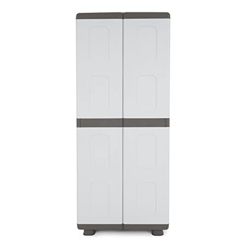 Homeplast Leto 55 lb. Capacity Indoor Outdoor Shoe Rack Storage Cabinet with 2 Moveable Shelves, Holds 20 Pairs, Gray/Anthracite