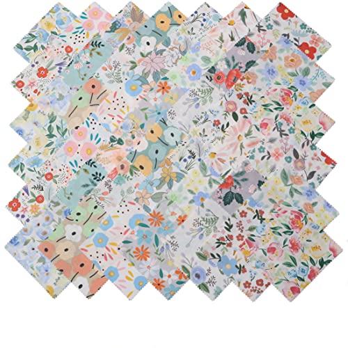 Nodsaw Floral Charm Packs for Quilting 5 inch, Precut Cotton Quilting Fabric Bundle, 42-5" Charm Squares