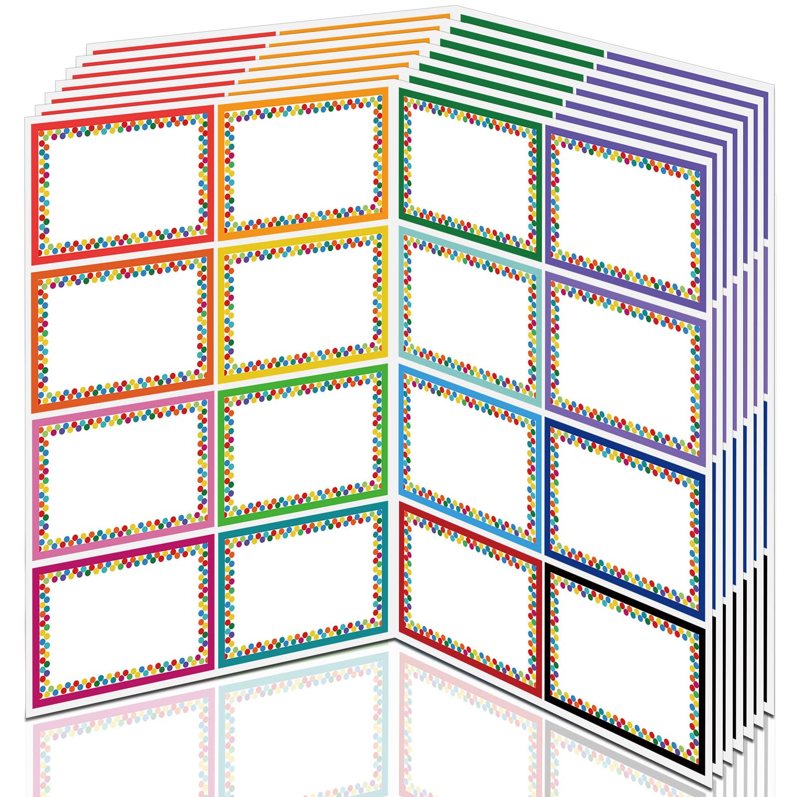 Dreecy 480 PCS Name Tags Stickers (3" x 2"), 16 Style Colorful Name Tags Labels for Classroom Name Badge Nametags Stickers for Themed Party, School, Office, Home