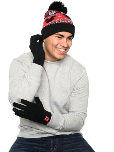 Disney Mickey Mouse Adult Knit Beanie Hat and Texting Glove Set (Black)