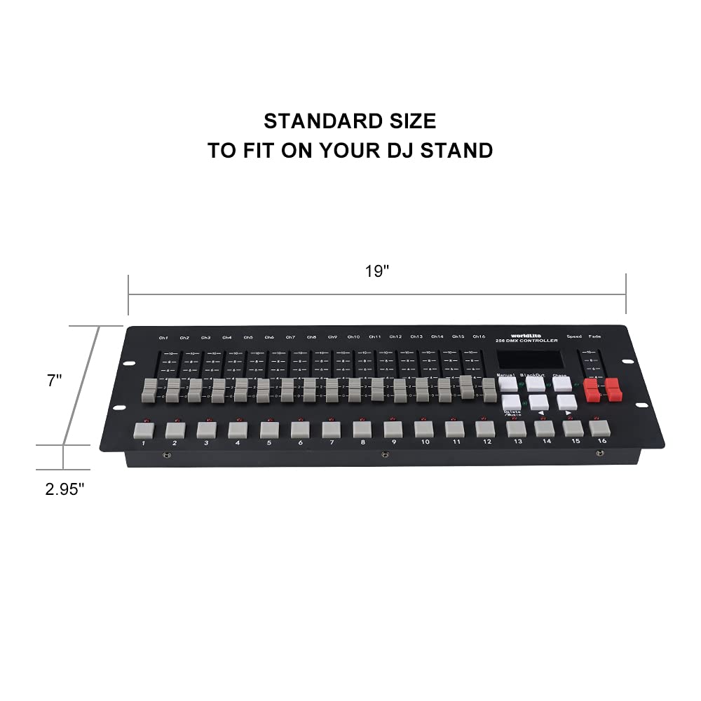DMX Controller, WorldLite 256CH DMX Console, Premium DMX512 Stage Lighting Controller Program Directly Without Setting Scene, Easy Light Console for Stage & DJ Lighting (256 Channel)
