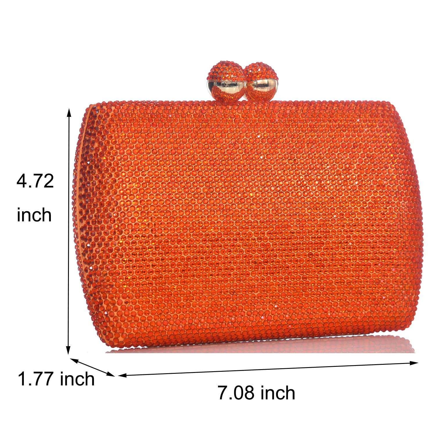 Evening Handbag with Full Rhinestone Crystal Clutch Bag for Women Charm Birthday Engagement Wedding Party (Orange)