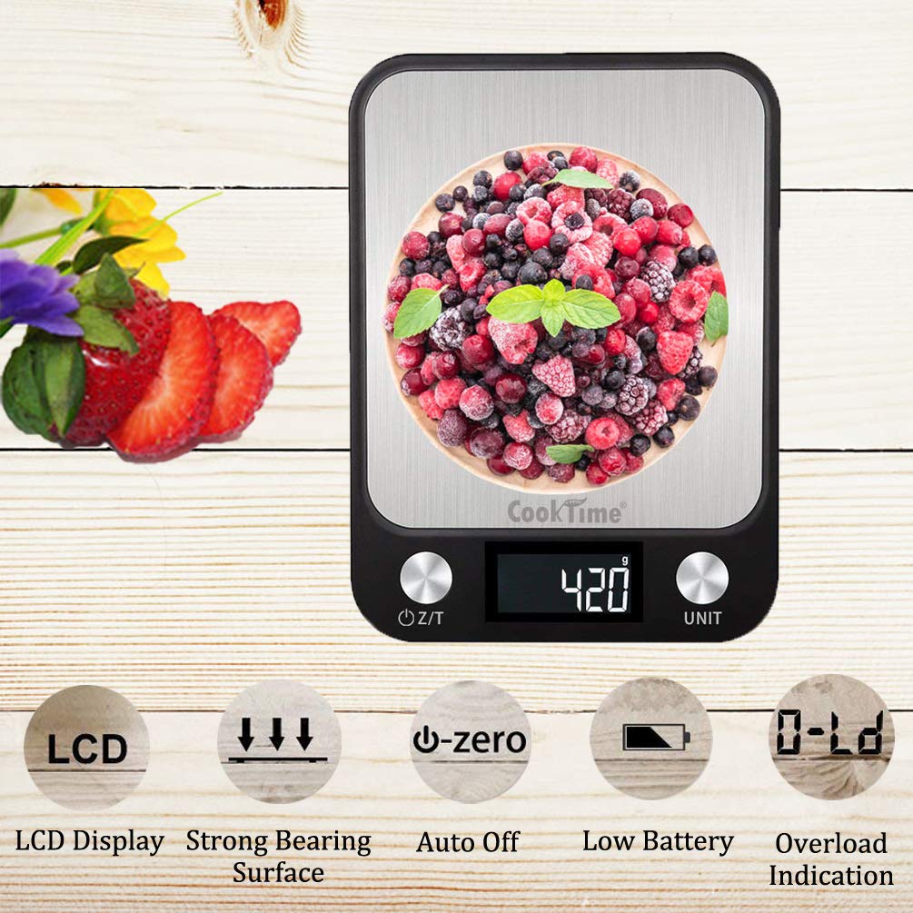 Digital Kitchen/Food Scale Grams and Ounces - Ultra Slim/Multifunction/Tare Function Kitchen Weight Scales for Cooking & Baking - 22lb/10kg Capacity,0.04oz/1g(Batteries Included)