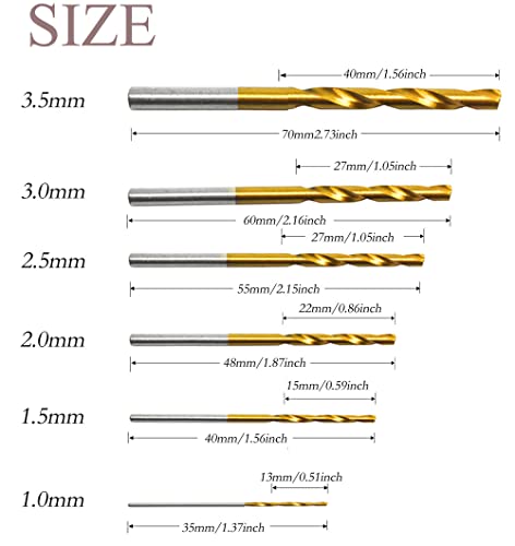 Hyamass 60Pcs Twist Drill Bit Set,1.0mm-3.5mm Drill Bit Assorted Set Premium 4341 HSS Micro Drill Bits for Hardened Metal, Stainless Steel, Cast Iron, Wood,Plastic and Aluminum Alloy