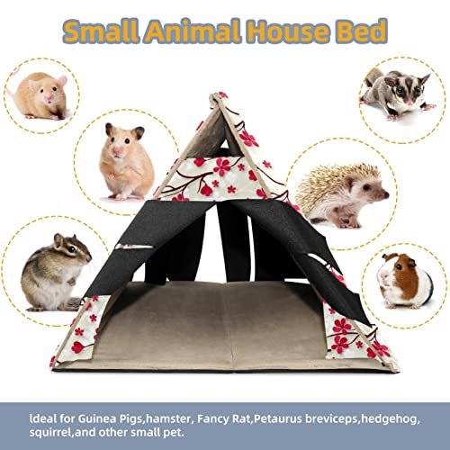 Y-DSIWX Guinea Pig House Bed, Rabbit Large Hideout, Small Animals Nest Hamster Cage Habitats Beautiful Cherry Blossom Pattern Pink