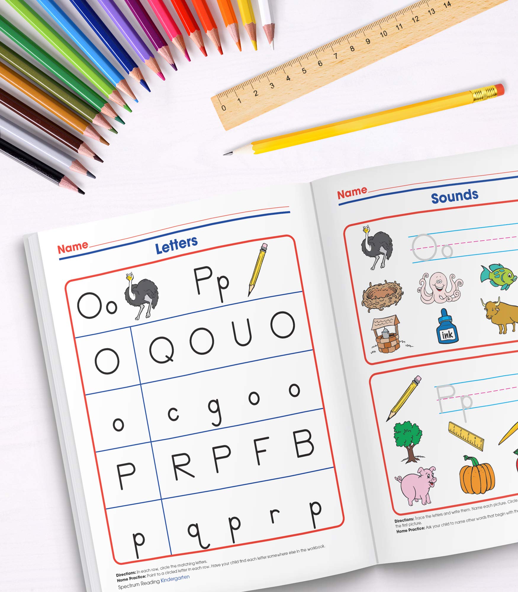 Spectrum Reading Comprehension Kindergarten Workbook, Ages 5 to 6, Kindergarten Reading Comprehension, Letters and Sounds, Word Recognition, Sight Word Activities, and Phonics - 166 Pages