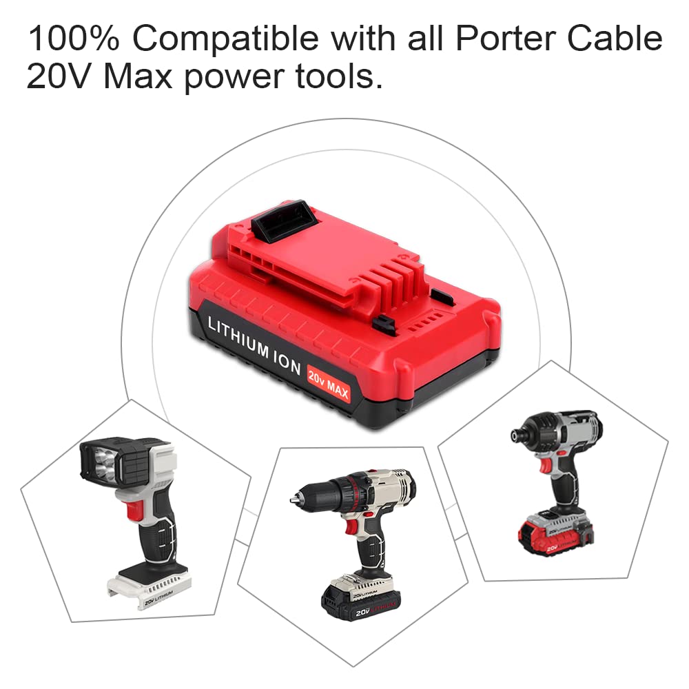 Ibanti 20V 3.0Ah Battery Replacement for Porter Cable 20V Lithium Battery PCC680L PCC681L PCC682L PCC685L PCC660B PCC790B 20V Cordless Power Tools