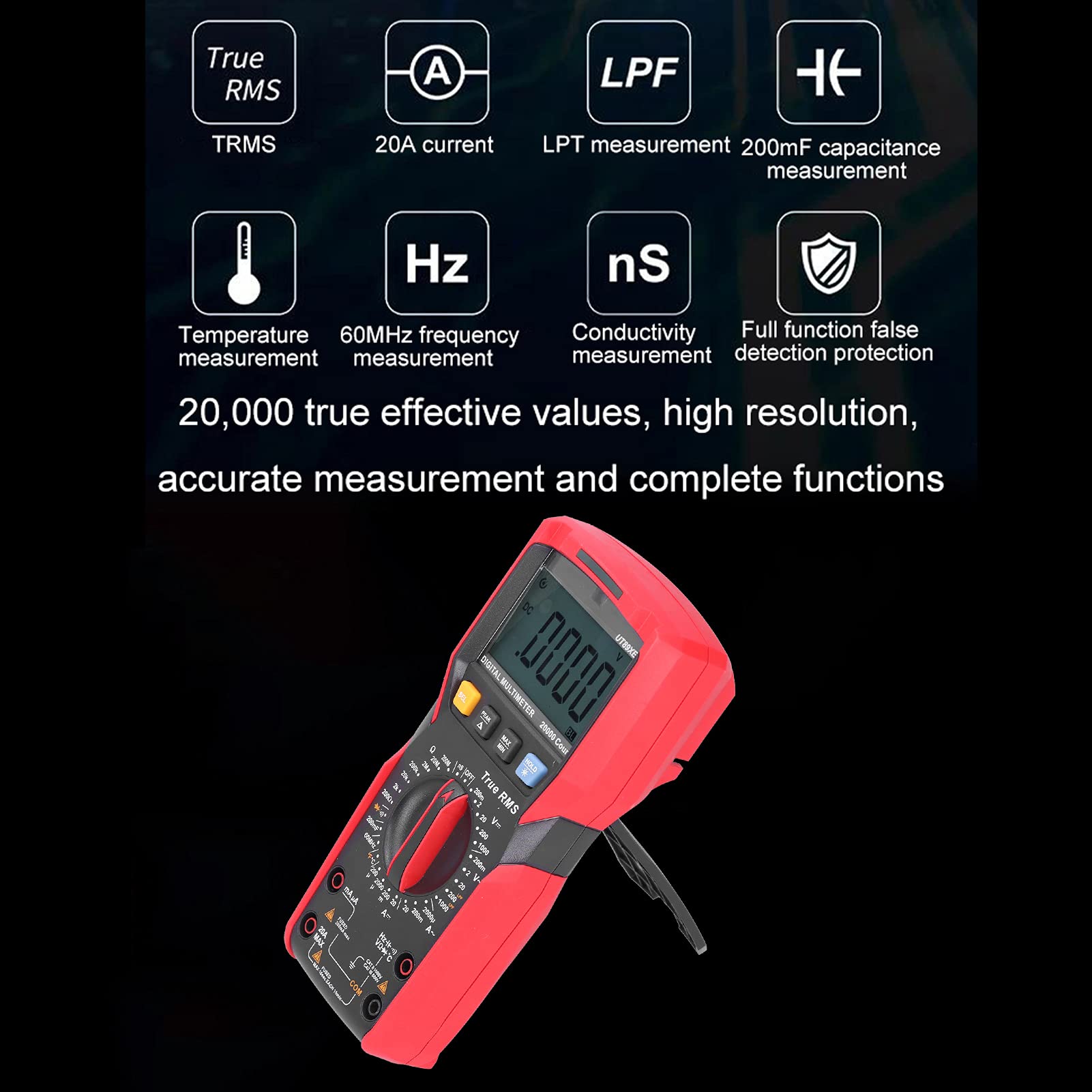 Digital Multimeter,UT89XE UNI‑T Multimeter Multifunctional High Accuracy Digital Meter for Electric Maintenance