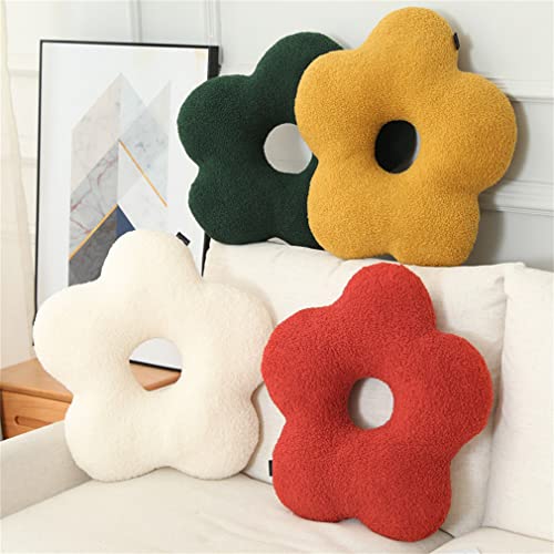 Mirgorlod Nordic Style. Solid Color Throw Pillows in Spherical and Flower Shapes. Sofa Cushion. Plush Throw Pillow. (Green Flowers, 17.7inch*17.7inch)