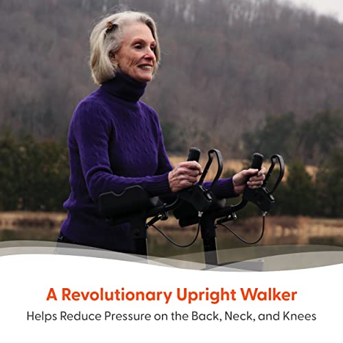 So Lite Glide Backsaver Rollator Walker - Upright Walkers for Seniors with Seat and Armrest - Stand Up Rolling Walker (Black)