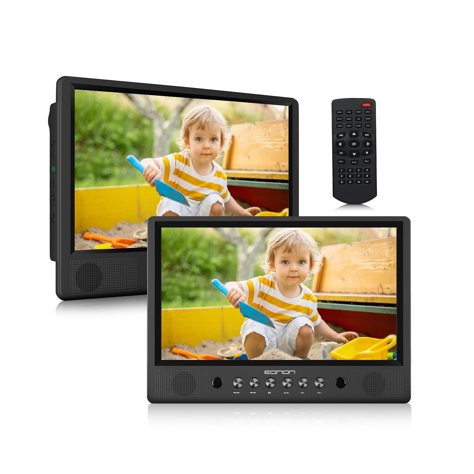 Eonon C1100A Headrest DVD Player 10.1Inch Portable DVD Headrest Monitor for Car Digital Touch Screen Headrest DVD Player with Digital Touch Button HDMI USB SD Port (Two Headrests-Black)