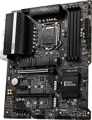 MSI Z590-A PRO ProSeries Motherboard (ATX, 11th/10th Gen Intel Core, LGA 1200 Socket, DDR4, PCIe 4, M.2 Slots, USB 3.2 Gen 2, 2.5G LAN, DP/HDMI)