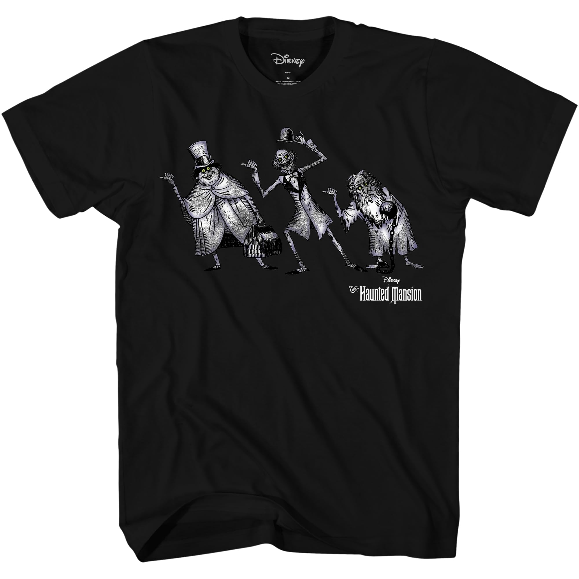Disney Haunted Mansion Group Hitchhiking Ghosts Adult T-shirt(MD, Black)