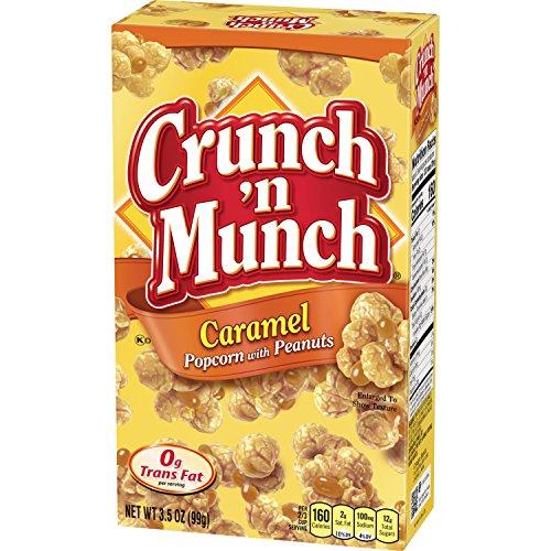 CRUNCH 'N MUNCH Caramel Popcorn with Peanuts, 3.5 oz. (Pack of 12)