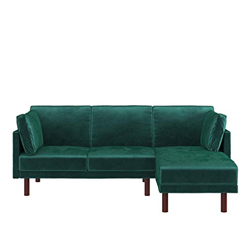 DHP Gracy Coil Sectional Futon in Green Velvet