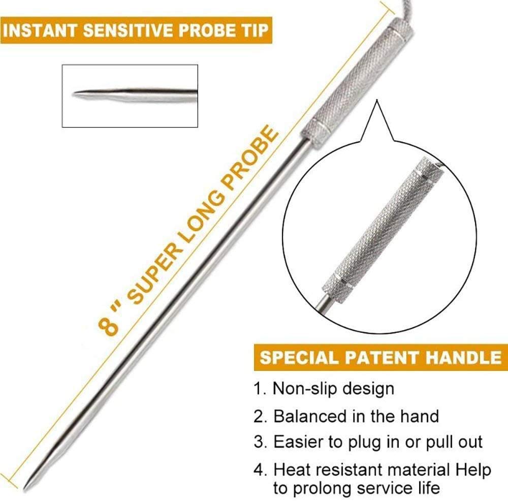 Digital Meat Thermometer Temperature Probes Replacement Compatible with Thermopro TP08S TP20 TP25 TP17 TP16 TP10 TP09 TP08 TP-08S TP-07 TP06S TP04