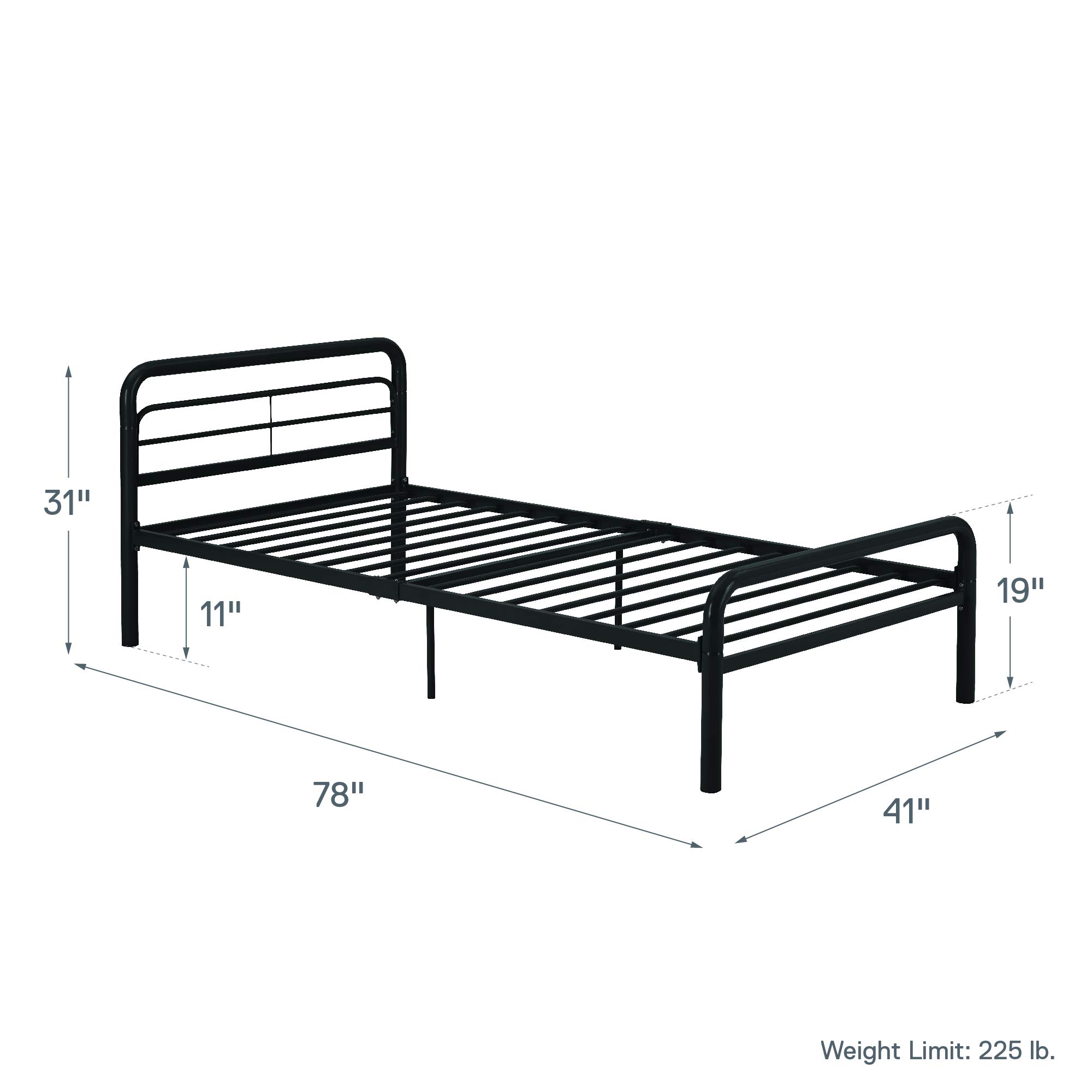 DHP Metal Bed with Round Tubing, Modern and Simple Design, Twin, Black
