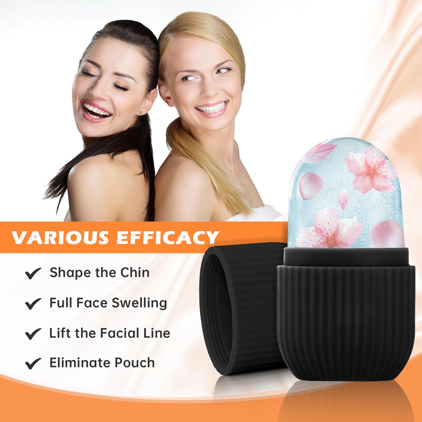 IMEASY Ice Roller for Face and Eye, Upgrated Ice Face Roller,Facial Beauty Ice Roller Skin Care Tools, Ice Facial Cube, Gua Sha Face Massage, Silicone Ice Mold for Face Beauty (Black)