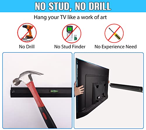 No Stud TV Mount for All Brand 32-75Inch TVs, Universal Studless TV Drywall Mount Bracket for Flat Screen TVs Monitors, Low Profile, Loading Capacity 150lbs, Vesa 200x100 to 600 x 400mm