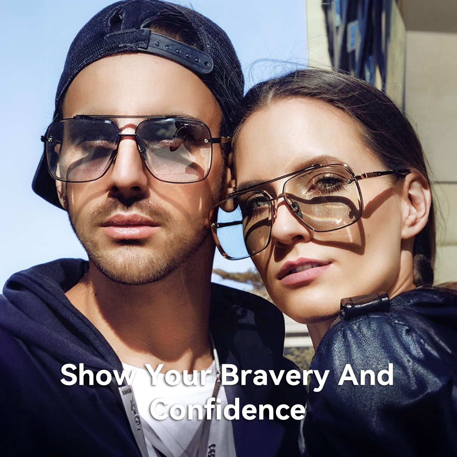 Dollger Square Aviator Sunglasses for Men and Women Fashion Metal Vintage Gradient Shades Sunglasses UV400 Protection