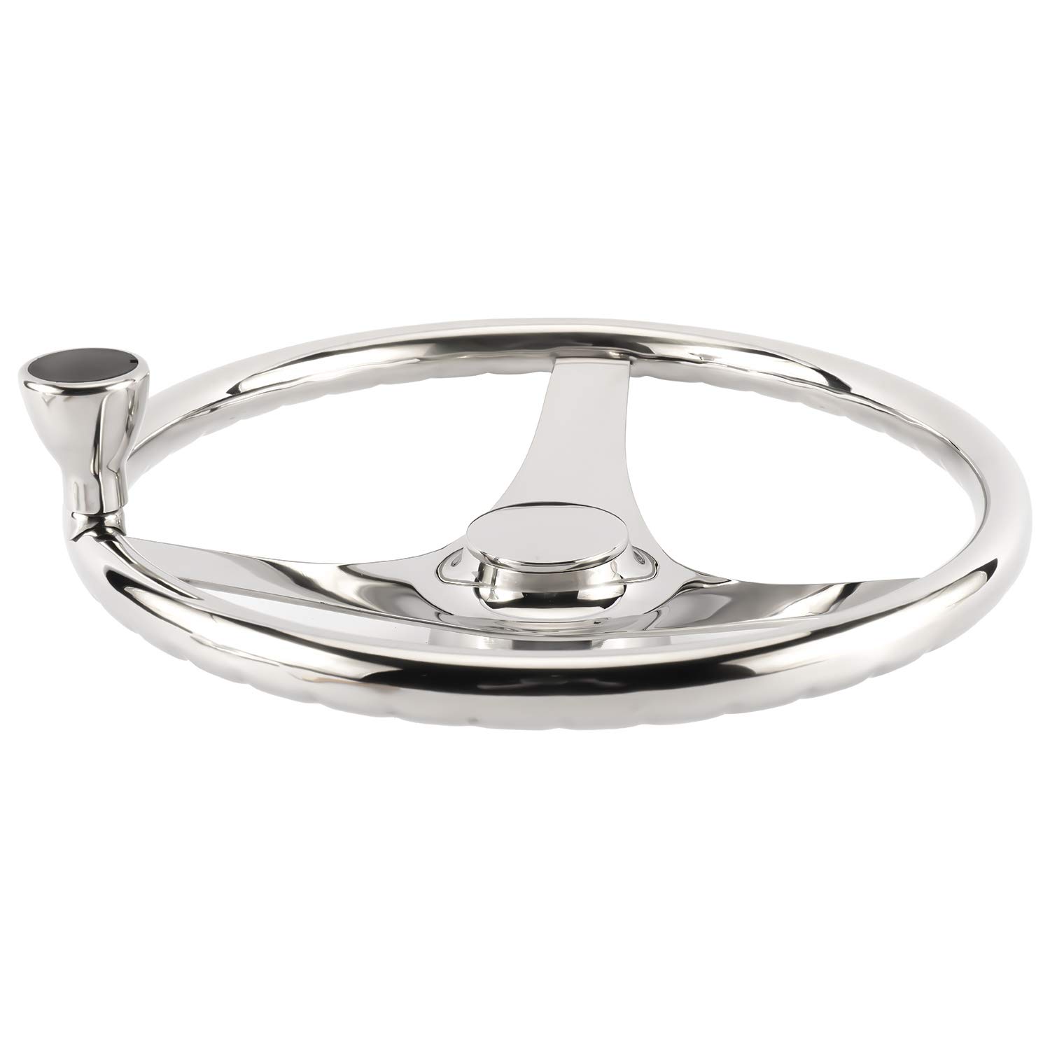 DasMarine Stainless Steel 15-1/2" Sport Wheel Boat Steering Wheel With Control Knob,Fit 3/4" Shaft,7/8" Rim Size