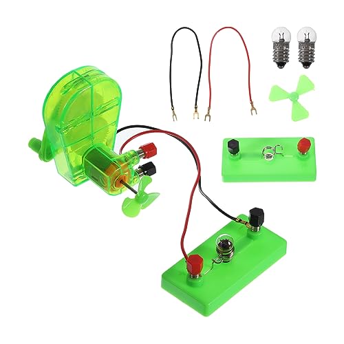 PATIKIL DIY Generator Motors Set, 2Pcs Mini Hand Generator Motor Kit with Bulb Lamp Holder Hand Cranked Power Generator Science for LED Light Bulb Windmill
