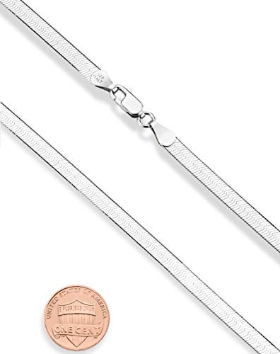 Miabella 925 Sterling Silver Italian Solid 4.5mm Flexible Flat Herringbone Chain Necklace Men Women, 925 Made in Italy (Length 18 Inches (Small))