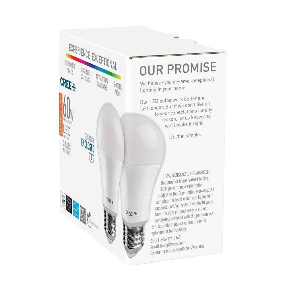 Cree Led 60W Replacement A19 Soft White (2700K) Dimmable Light Bulb (4-Pack)