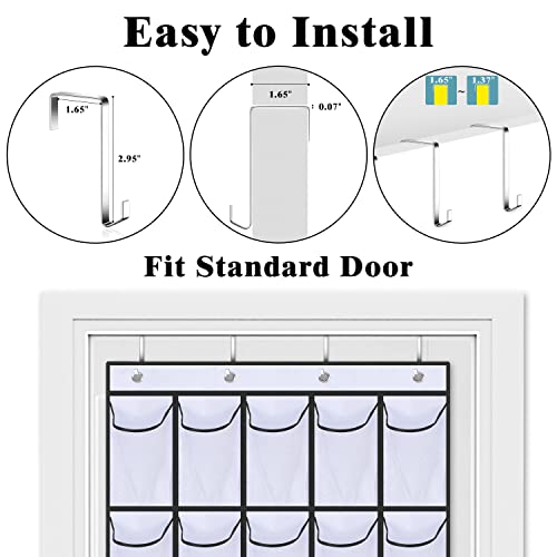 MISSLO 35 Large Pockets Over The Door Shoe Organizer Sturdy Oxford Fabric Hanging Shoe Rack for Door Mesh Closet Shoe Holder Hanger, White