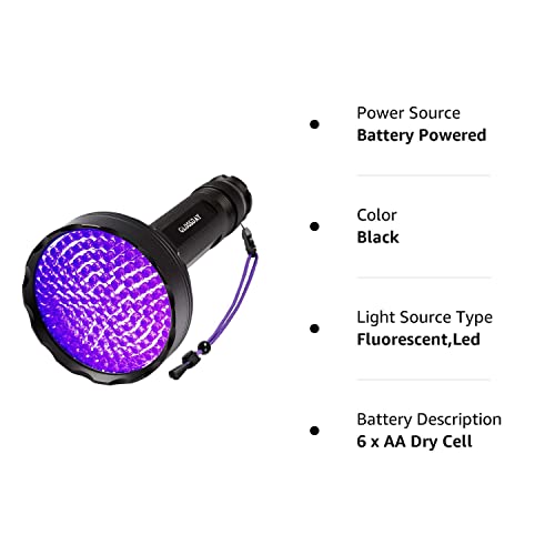 GLOSSDAY Blacklight Flashlight,128 LED UV Flashlights, Upgraded Bright Ultraviolet Flashlight Professional Black Light for Dog/Cat, Hunting Scorpions