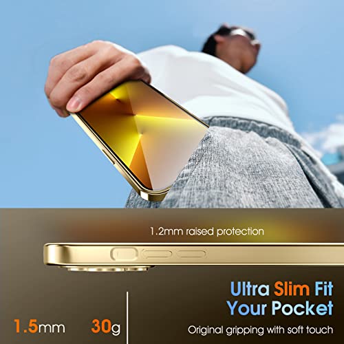 Magnetic Clear for iPhone 13 Pro Case with MagSafe [Integrated Camera Protection Glass] [Bare iPhone Exterior] Silicone Cover Slim Thin [Non-Yellowing] Anti-Fingerprint Scratch Wireless Charging