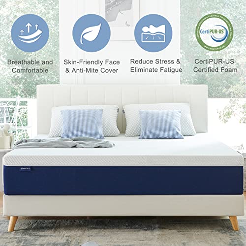 Molblly King Mattress, 10 inch Gel Memory Foam Mattress with CertiPUR-US Bed Mattress in a Box for Sleep Cooler & Pressure Relief, King Size