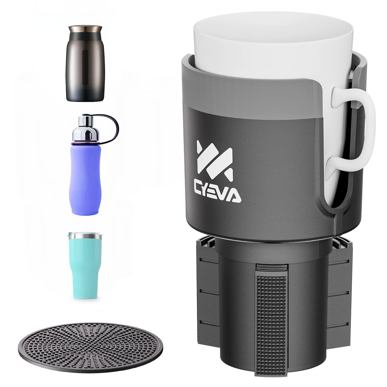 Cup Holder Expander for Car, Adjustable Car Cup Holder Adapter Insert Fits 18-40oz YETI, Hydro Flask, Nalgene Bottles and Mugsin 3.4"-4" Diameter