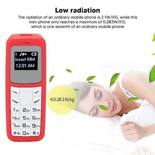 DAUZ Mini Mobile Cell Phone, Compact ABS Lightweight Mini Cell Phone for Travel (Red)