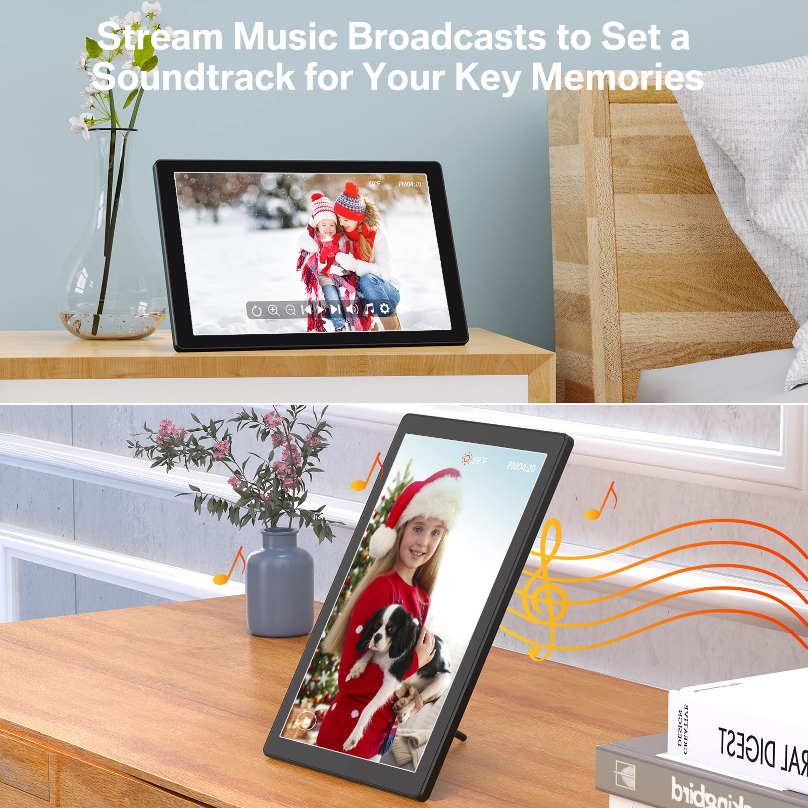 Digital Picture Frame 10.1 inch, Digital Photo Frame Slideshow with APP, Electronic WiFi Picture Frame Smart Photo Video Frames, Large Photo Share Digital Frame 1280x800 IPS FHD Cloud Storage