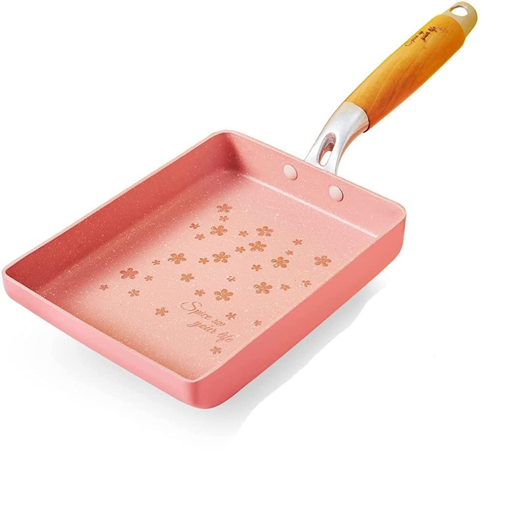 DHTDVD Kitchen Nonstick Frying Pot with Wooden Handle Omelet Saucepan Cooking Steak Pan Kitchenware Induction Frying Pan