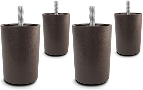 Elegent Upholstery 3" Inch Universal Plastic Sofa Furniture Legs Round Tapered Wood Grain Texture - Set of 4