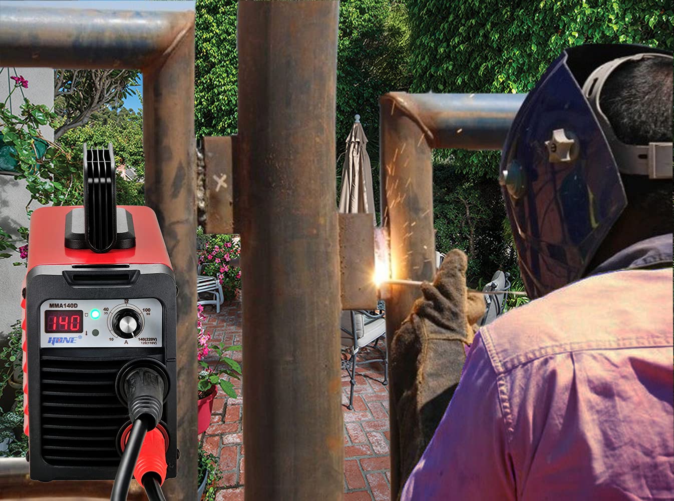 HONE Stick Welder, 110V/220V Actual 140Amp ARC Welder Machine, IGBT Inverter Digital Display LCD Welding Machines with Hot Start Arc Force Anti-Stick, High Efficiency for 1/16"-1/8" Welding Rod.
