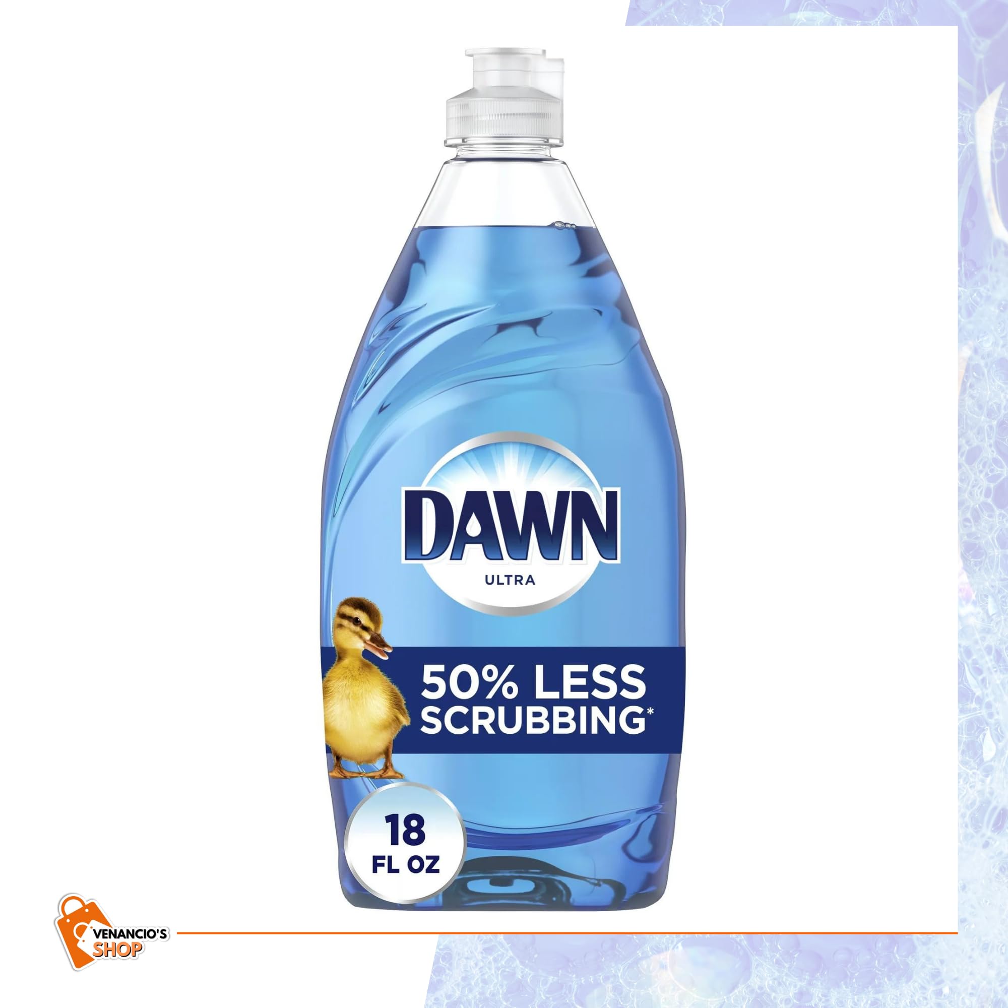 Dawn Ultra Dish Soap Dishwashing Liquid + Includes Venancio’sfridge Sticker and Cleaning Sponge (Original Scent 18 fl oz – Pack of 2)