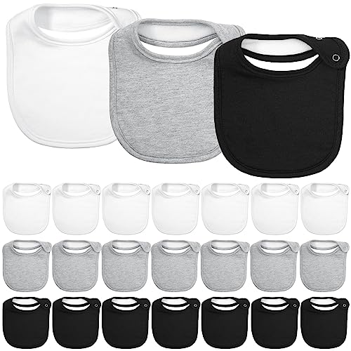 Yahenda 24 Pcs Baby Bandana Drool Bibs Soft and Absorbent Cotton Toddler Bibs Set with Adjustable Snap for Boys Girls Newborn Unisex Infants Feeding Teething Drooling, Plain Colors