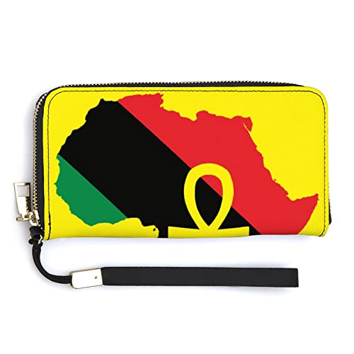 FunnyStar Ankh African Women's Long RFID Hand Wallet Wristlet Clutch Purse PU Leather Handbag with Wrist Strap