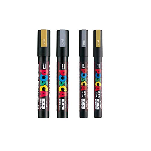 Mitsubishi Pencil UNI Posca [ PC-3M ] Gold&Silver（ PC3M.25）,（PC3M.26) / [ PC-5M ] Gold&Silver（ PC5M.25）,（PC5M.26）