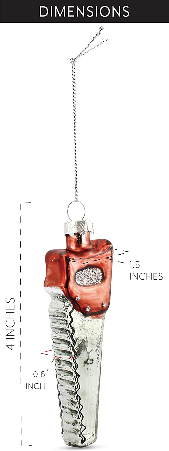 Decorae Glass Handyman Christmas Ornaments (Set of 3); Tools Holiday Decorations with Wrench, Saw and Paintbrush