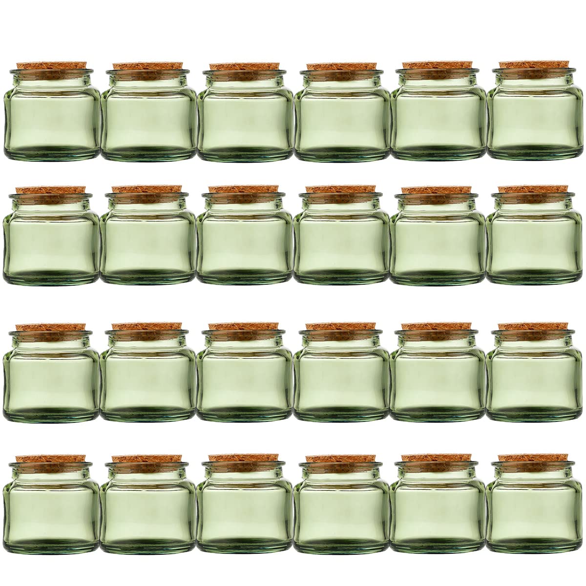 Danmu 24 Pack 100ml Small Glass Bottles,Mini Glass Jars,Candle Jars for Making Candles, 3.4oz Glass Bottles with Cork, Candle Jars (Green)
