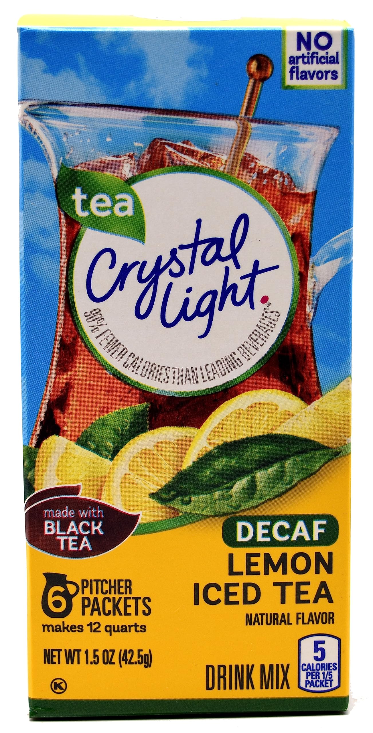 Crystal Light Lemon Decaf Iced Tea Natural Flavor Drink Mix, 12-Quart Canister (Pack of 4)